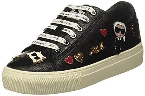 Karl Lagerfeld Paris Cate Shoes – Sneakers for Women with Iconic KLP Pins, Black, 8