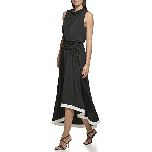 Karl Lagerfeld Paris Women's Blak High-Low Maxi Dress, Black Soft White, 2