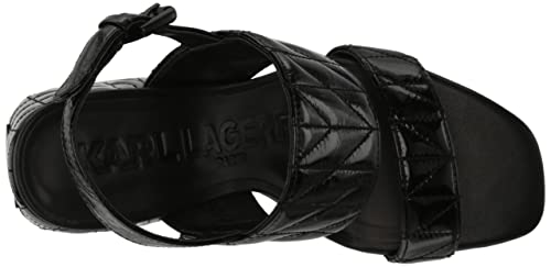 Karl Lagerfeld Paris Women's Sarina Open Toe Leather Heeled Sandal, Black Quilted, 6
