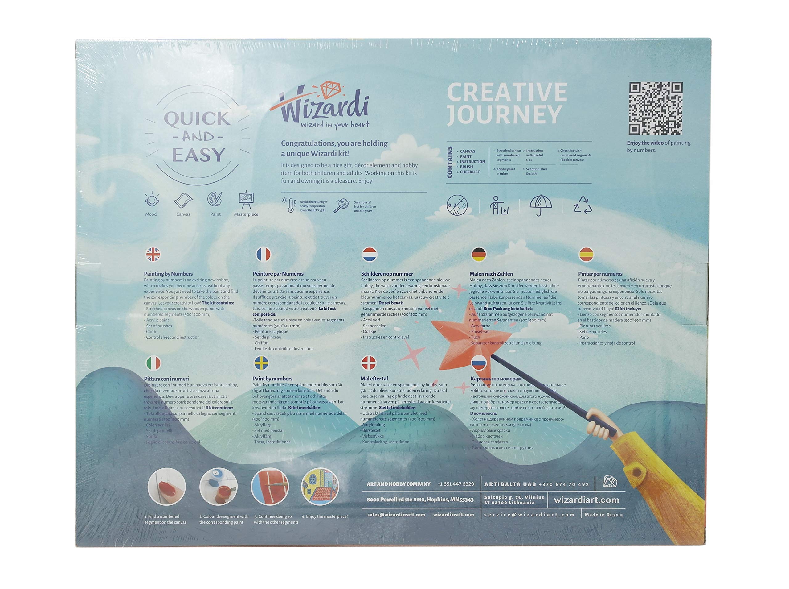 Wizardi 40cm x 50cm Paint by Numbers Kit with Stretched Canvas on Wood Frame (Sunset - 11 Colours)