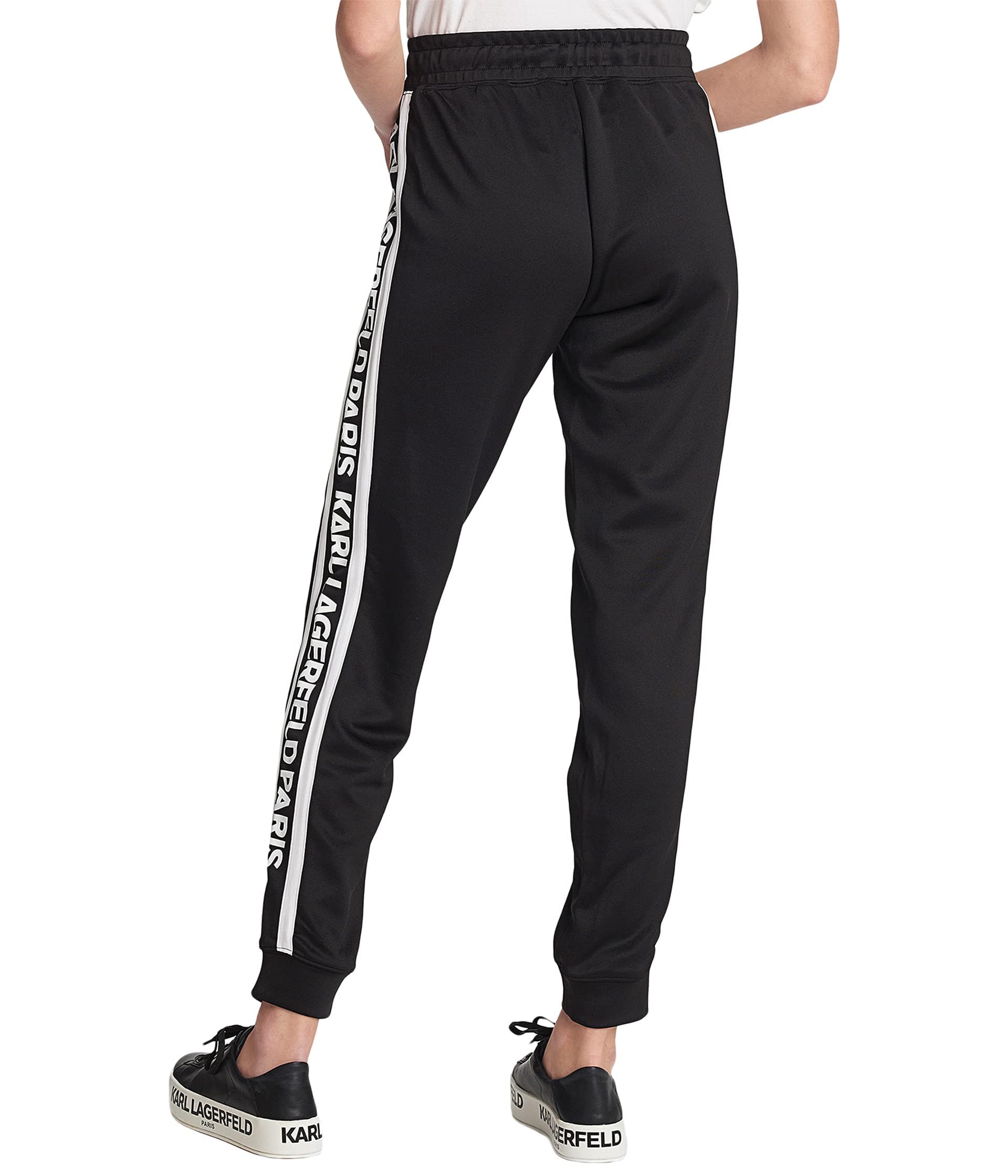 Karl Lagerfeld Paris womens Block Letter Logo Jogger Tracksuit, Black/White, Medium US