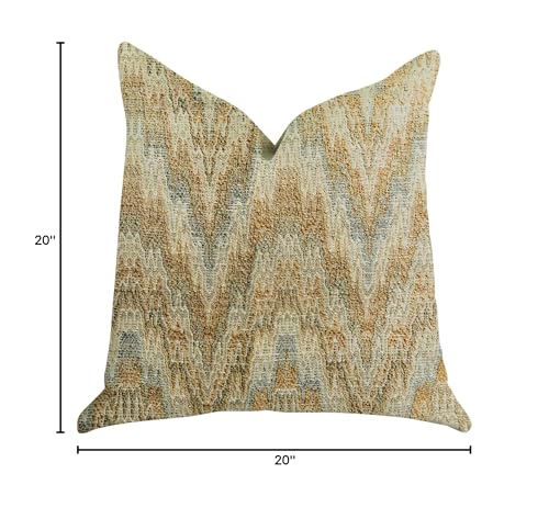 Plutus Brands Designer Ripple Double Sided Luxury Throw Pillow, 20" x 20", Brown/Blue/Beige