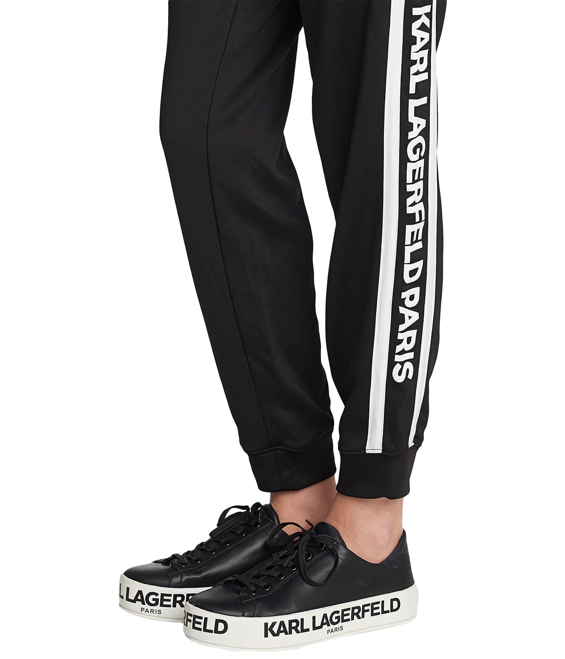 Karl Lagerfeld Paris womens Block Letter Logo Jogger Tracksuit, Black/White, Medium US