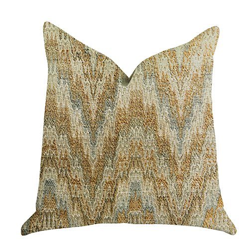 Plutus Brands Designer Ripple Double Sided Luxury Throw Pillow, 20" x 20", Brown/Blue/Beige