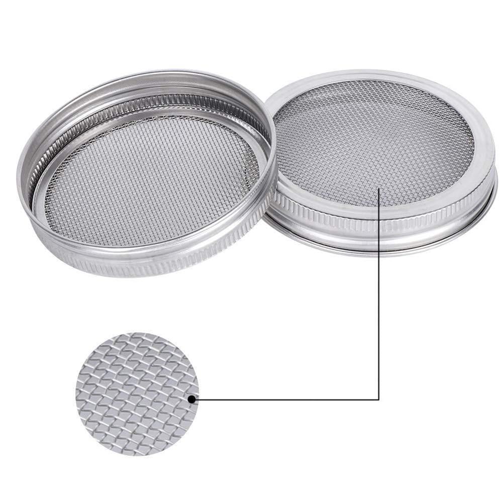 ccHuDE 3 Pcs 304 Stainless Steel Sprouting Lids Mason Jar Sprout Lids Screen Mesh Canning Jar Lids Wide Mouth Jar Cover Lids for Growing Bean