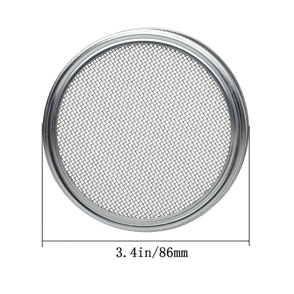 ccHuDE 3 Pcs 304 Stainless Steel Sprouting Lids Mason Jar Sprout Lids Screen Mesh Canning Jar Lids Wide Mouth Jar Cover Lids for Growing Bean