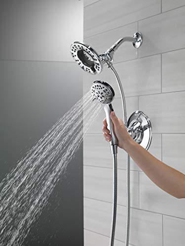 Delta Faucet 4-Spray In2ition Dual Shower Head with Handheld Spray, Chrome Shower Head with Hose, Showerheads & Handheld Showers, Handheld Shower Heads, Detachable Shower Head, Chrome 58499