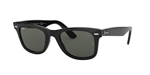 Ray-Ban Unisex-Adult Rectangular Sunglasses Black Frame Green Lens Medium