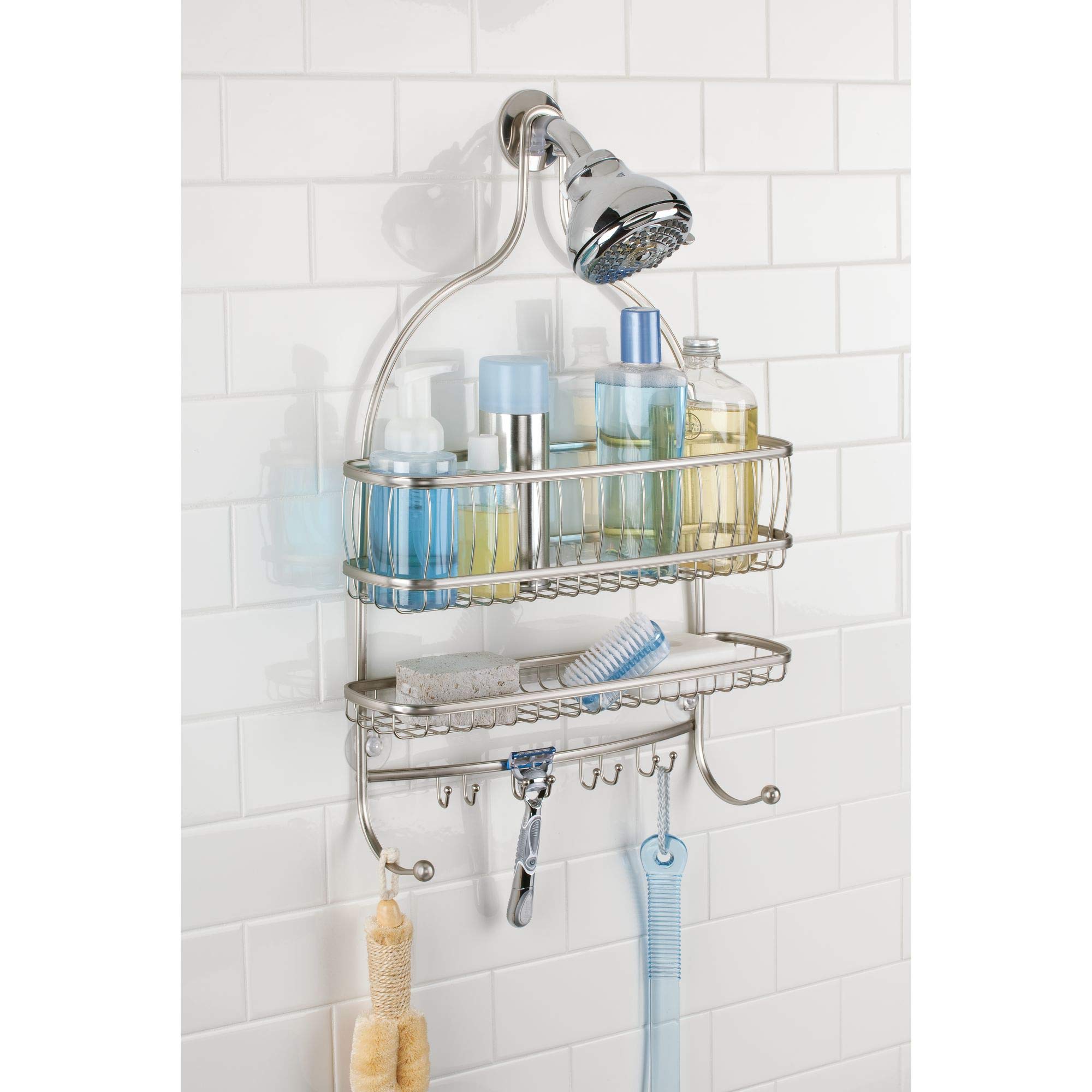 iDesign York Lyra Jumbo Hanging Shower Organizer - 16" x 4" x 22.5", Satin