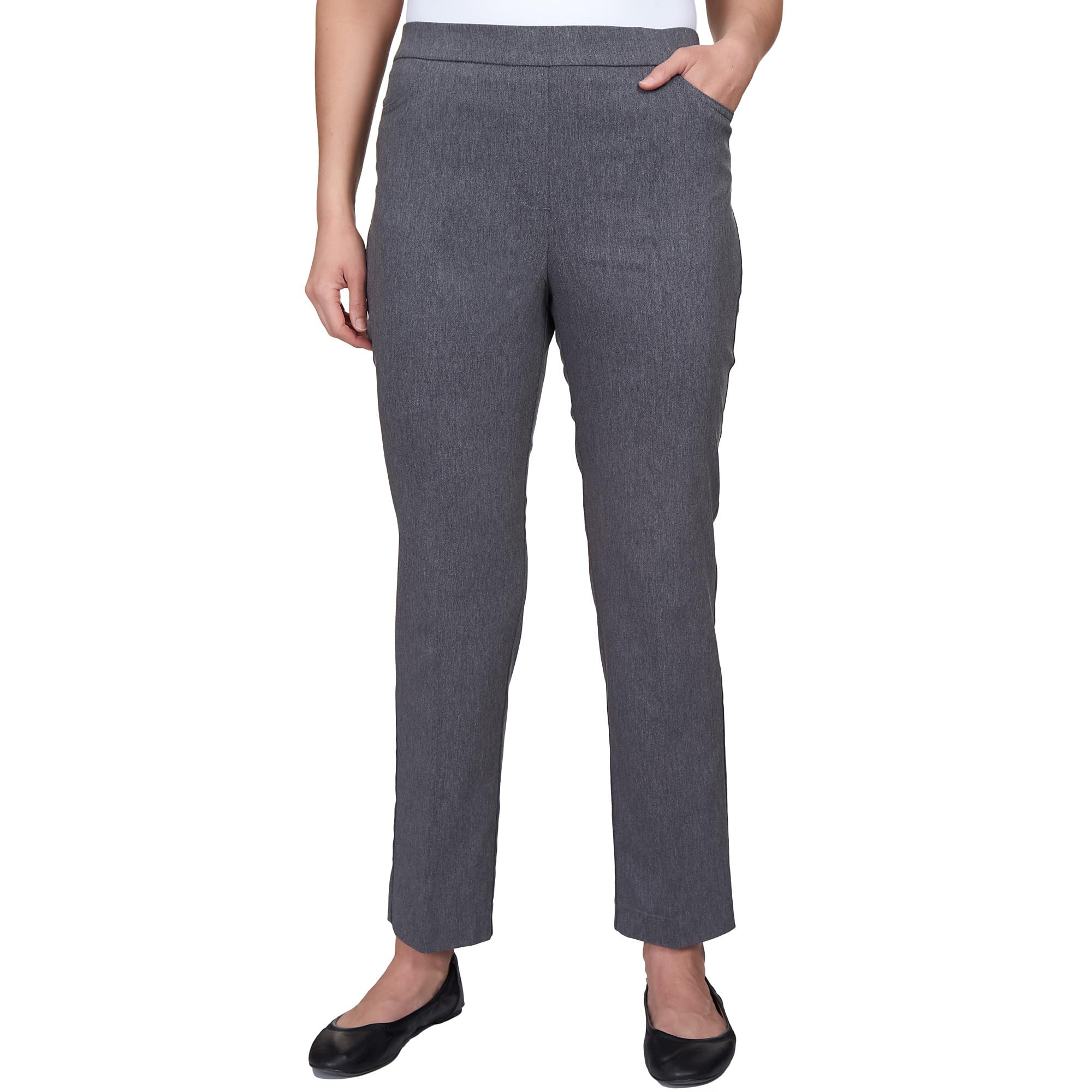 Alfred Dunner Women's Allure Slimming Missy Stretch Pants-Modern Fit, Grey, 10