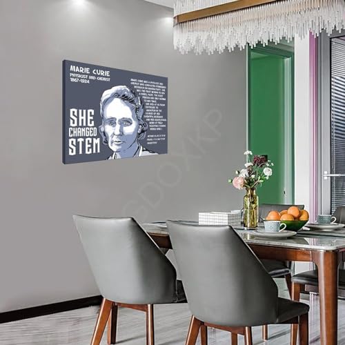 Famous Physicist Marie Curie Portrait Art Poster Canvas Poster Bedroom Decor Office Room Decor Gift Frame-style 20x16inch(50x40cm)