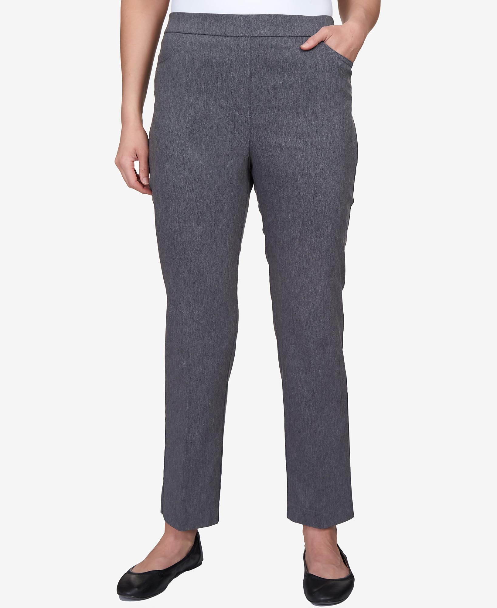 Alfred Dunner Women's Allure Slimming Missy Stretch Pants-Modern Fit, Grey, 10