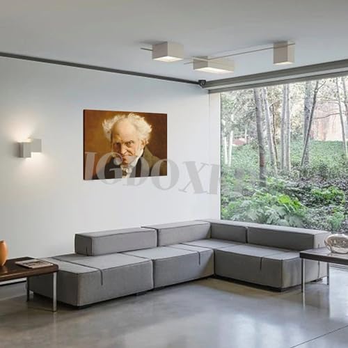 DEVINK Philosopher Arthur Schopenhauer Portrait Art Poster Aesthetic Art Deco Living Room Bedroom Decor Prints Frame-style 20x16inch(50x40cm)