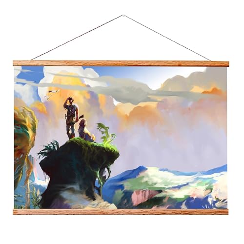 Landmass 40” Wide Magnetic Poster Frame, Poster Hanger - 40x20 40x27 40x30 40x60 Frame - Teak Wood Frame for Posters, Prints, Photos, Pictures, Maps, Scrolls, and Artwork