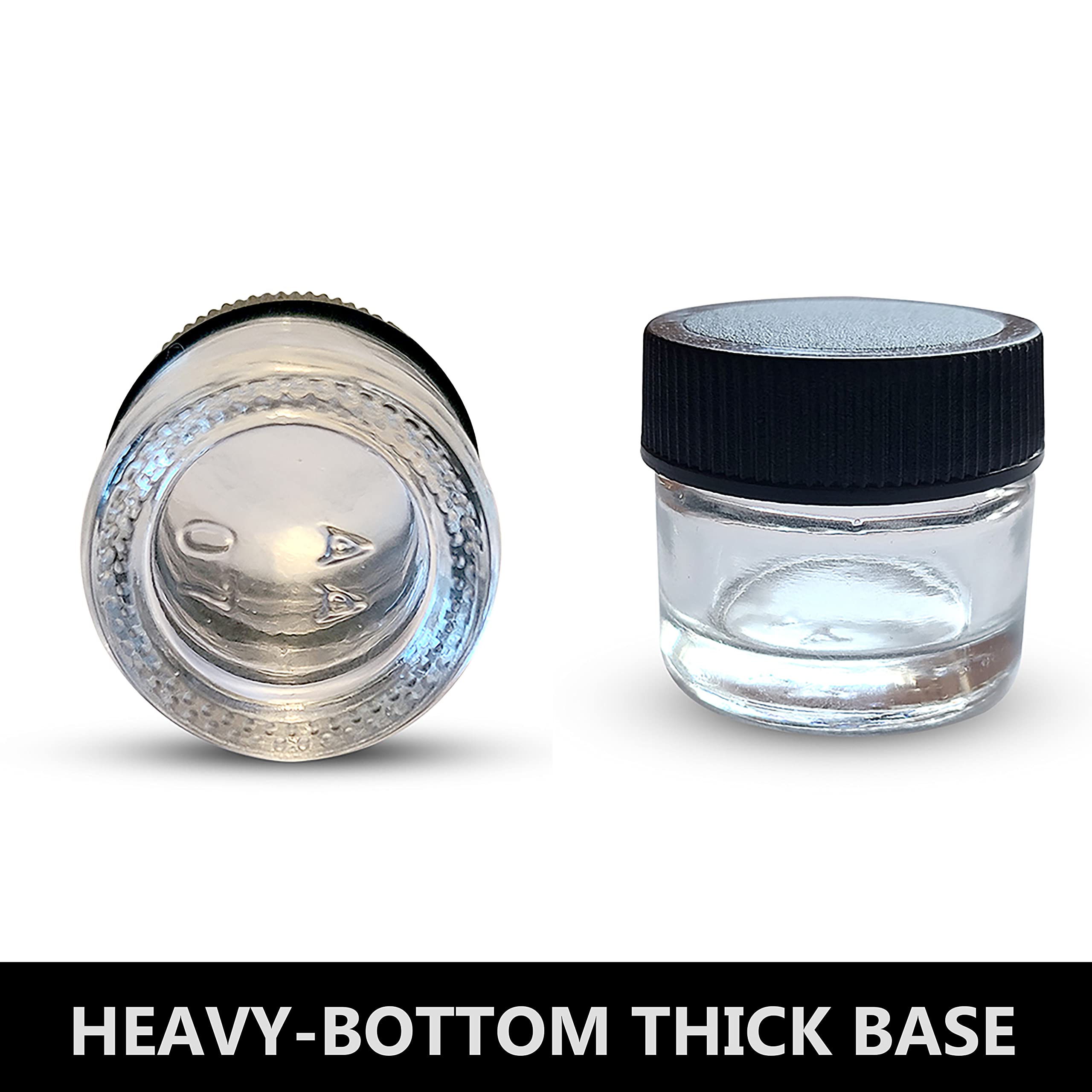 Midelo 100-Pack 5ml Thick Glass Jars with Reflective Foam Liner - Mini Refillable small containers with lids for Oil, Lip Balm, Wax, Cosmetics, Makeup, & More - Small jars with Black Airtight Lids