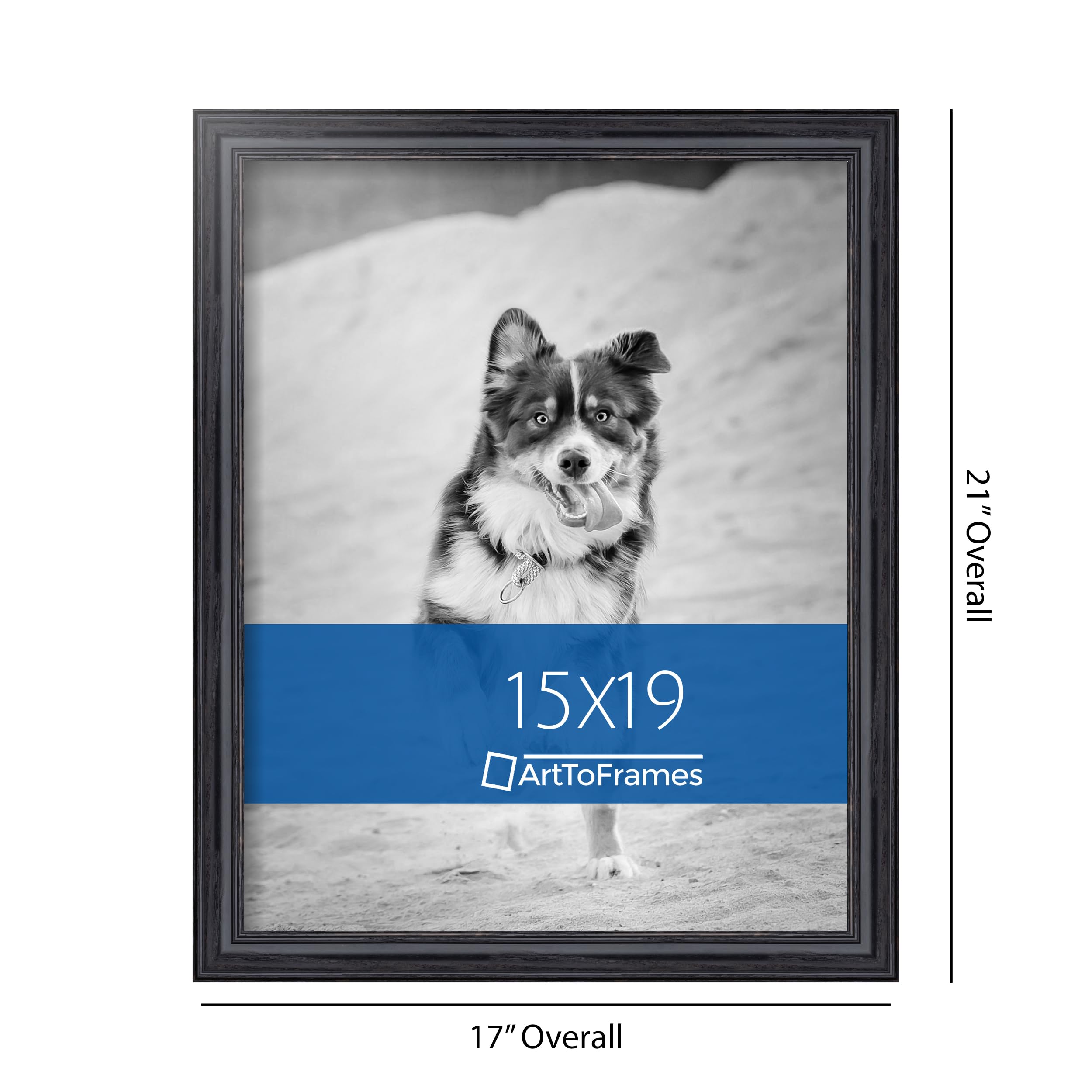 ArtToFrames 15x19 inch Black Stain on Solid Red Oak Wood Picture Frame, 2WOM0066-59504-YBLK-15x19