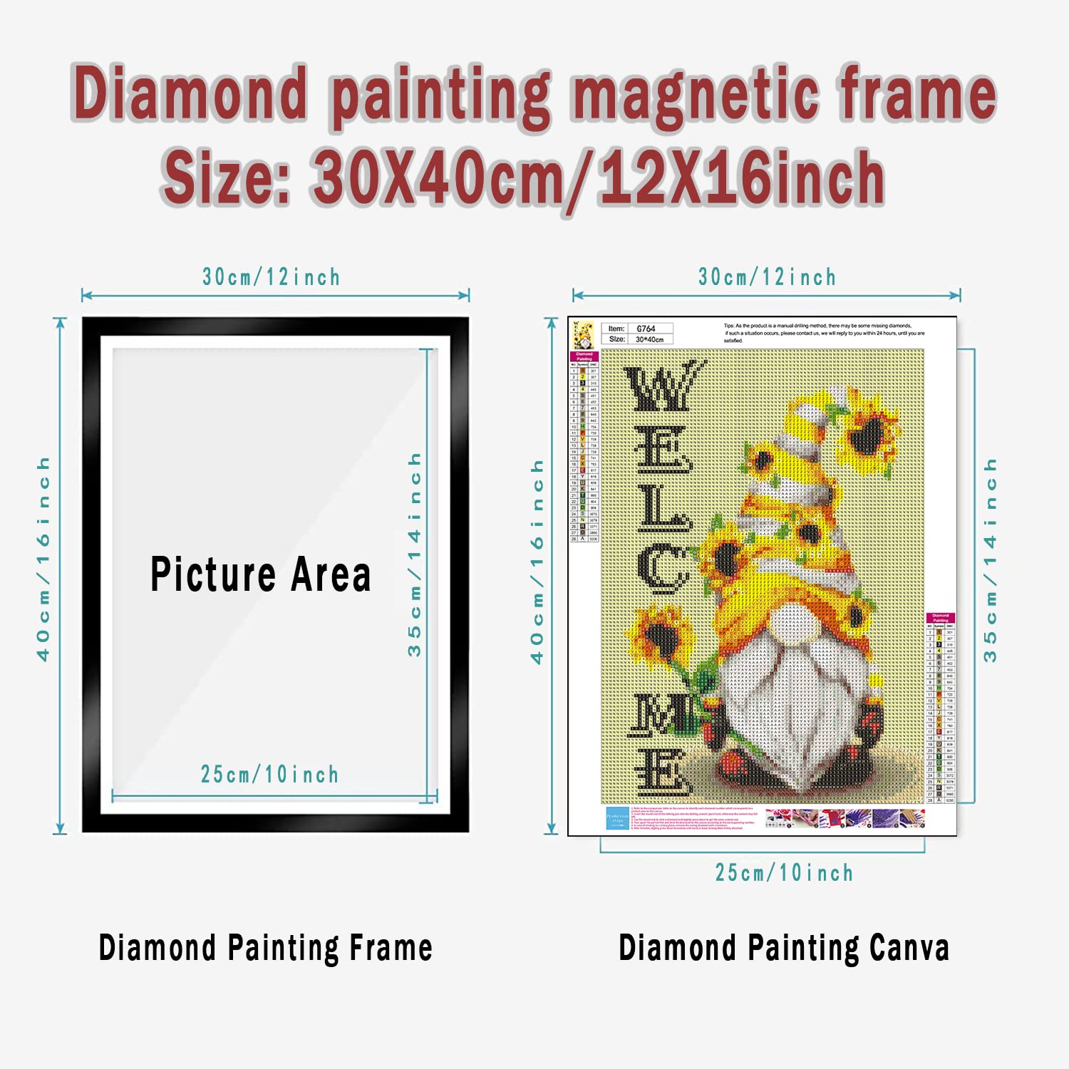pchmcu 4 Packs 12" x 16 Picture Frame,Diamond Painting Picture Frames for 30x40cm,Magnetic Art Frame,Frames for Wall Window Door Black,inside Size 10" x 14"
