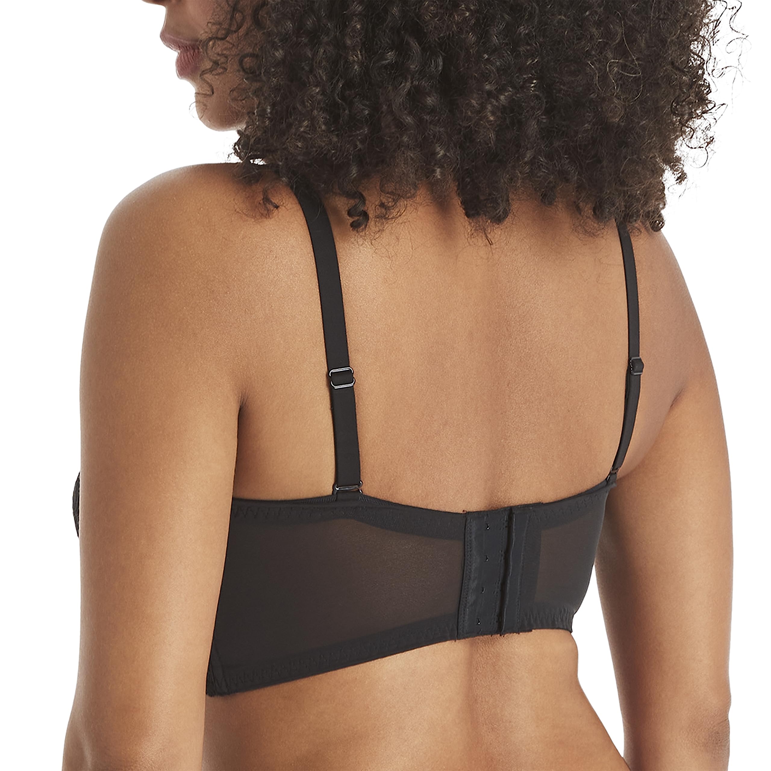 Maidenform Pure Comfort Lace Bralette, Padded Wireless Bra, Convertible Longline Halter Bralette with Soft Foam Cups, Black, 40C