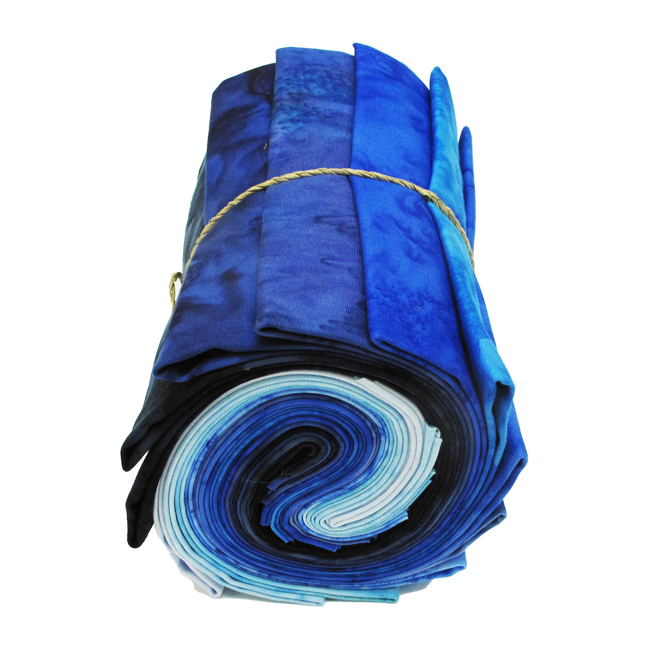 Hoffman California Hoffman Batik 1895 Watercolor Fat Quarter Bundle 12pcs, Blue Yard