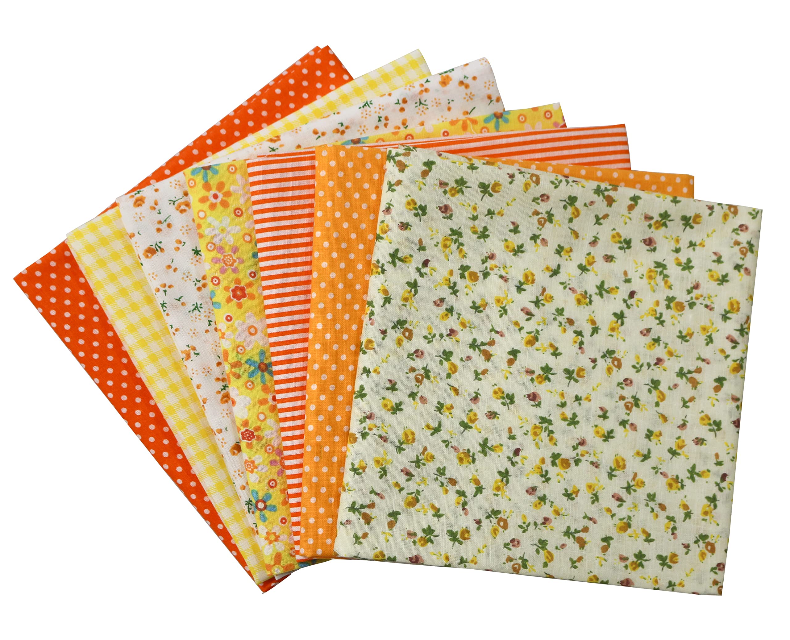 OZXCHIXU 7PCS/lot Yellow Series Floral Cotton Fabric,19.7X19.7 inches Quilting Patchwork Fabric Fat Quarter Bundles Fabric for Scrapbooking Cloth Sewing DIY Crafts Handmade Bags Pillows