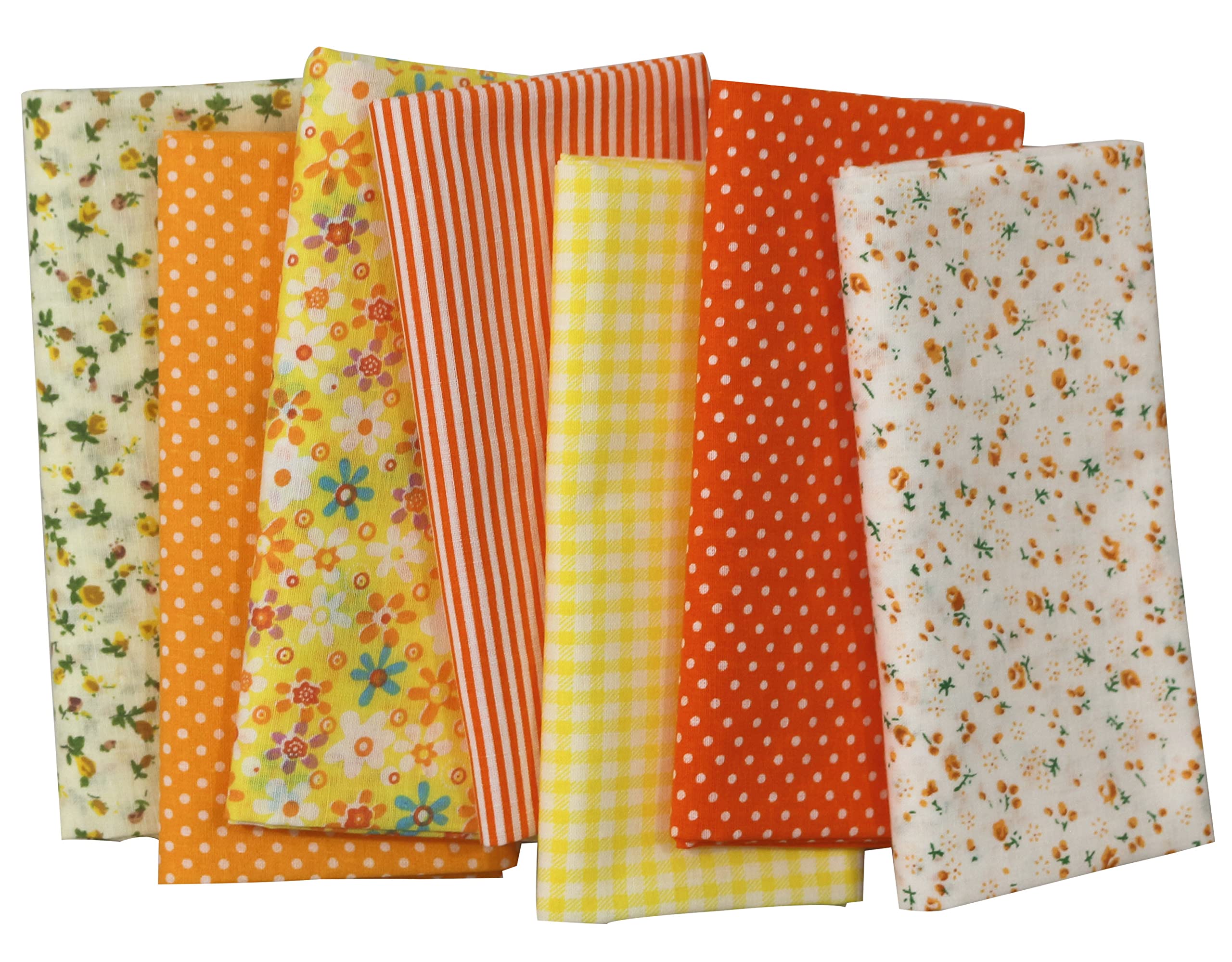 OZXCHIXU 7PCS/lot Yellow Series Floral Cotton Fabric,19.7X19.7 inches Quilting Patchwork Fabric Fat Quarter Bundles Fabric for Scrapbooking Cloth Sewing DIY Crafts Handmade Bags Pillows
