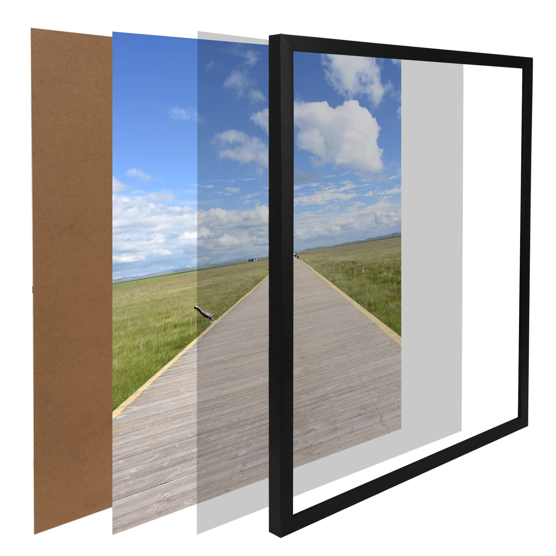 Aynoo 16x20 Poster Frame Black, Display Posters 16x20 Wooden Picture Frames, Wall Gallery Collage Frames,Wood,1Pack