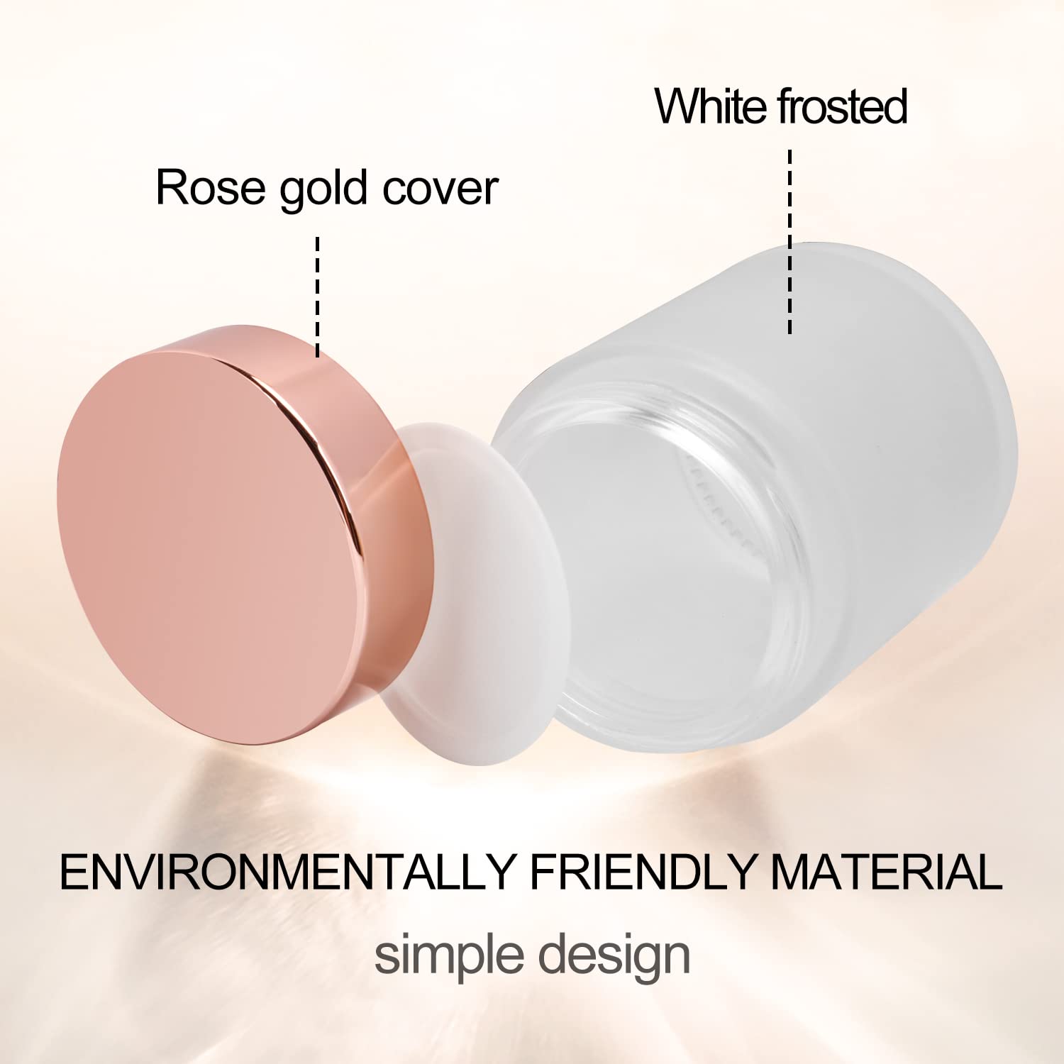 4 Pack,3.4 oz Frosted Glass Jars with Lids,Round Empty Storage Containers with Rose-Golden Lids & Inner Liners,Travel Jars Pot for Cosmetics,Gel,Scrubs,Makeup,Face Cream Lotion