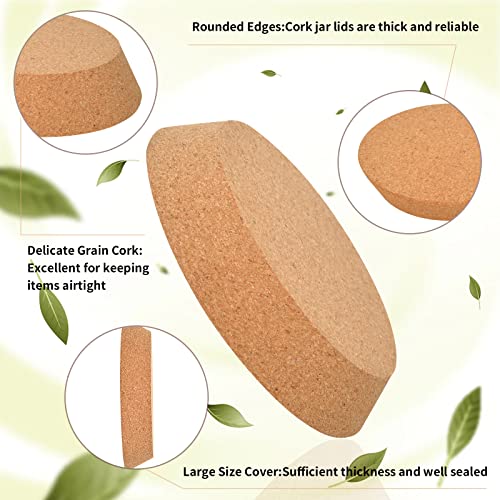 4 Pack Large Corks Lids 3.8-4.5 Inch Wood Jar Cork Lids Canning Lids Cork Bottle Lids Cork Lids Only for Kitchen Wedding Favor DIY Gift Baby Shower Canning Jars