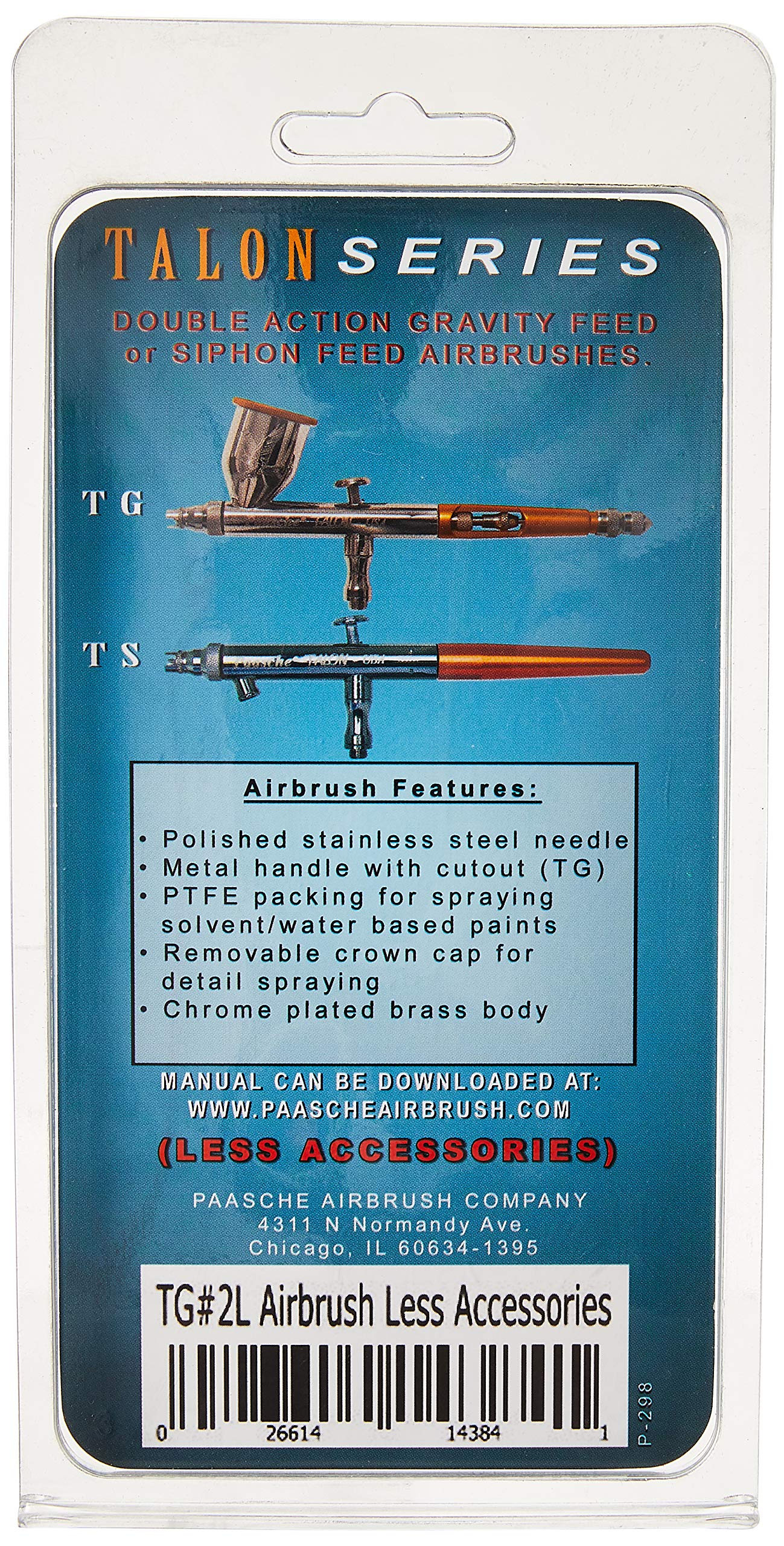 Paasche Airbrush TG#2L Double Action Gravity Feed Airbrush, Less Accessories