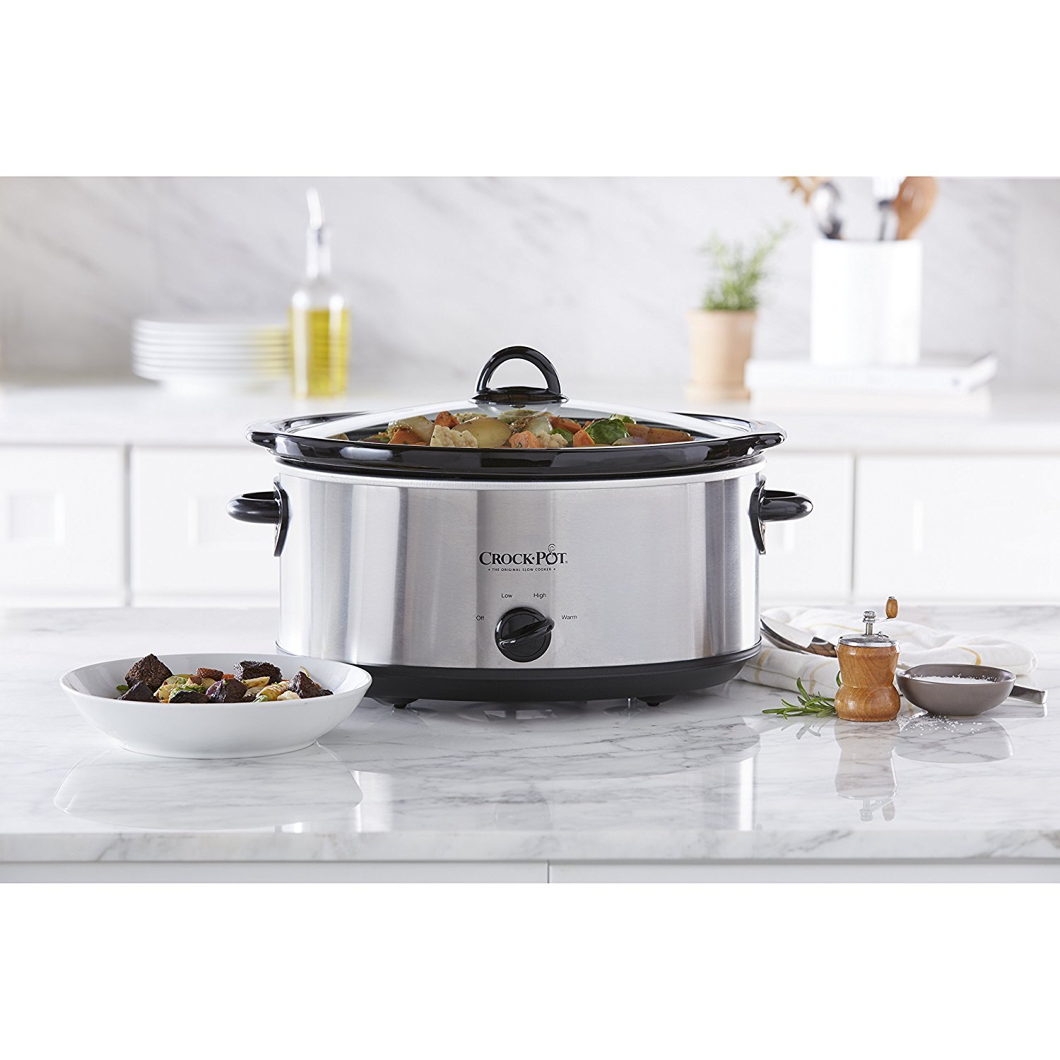 Crock-Pot 7-Quart Oval Manual Slow Cooker | Stainless Steel (SCV700-S-BR)