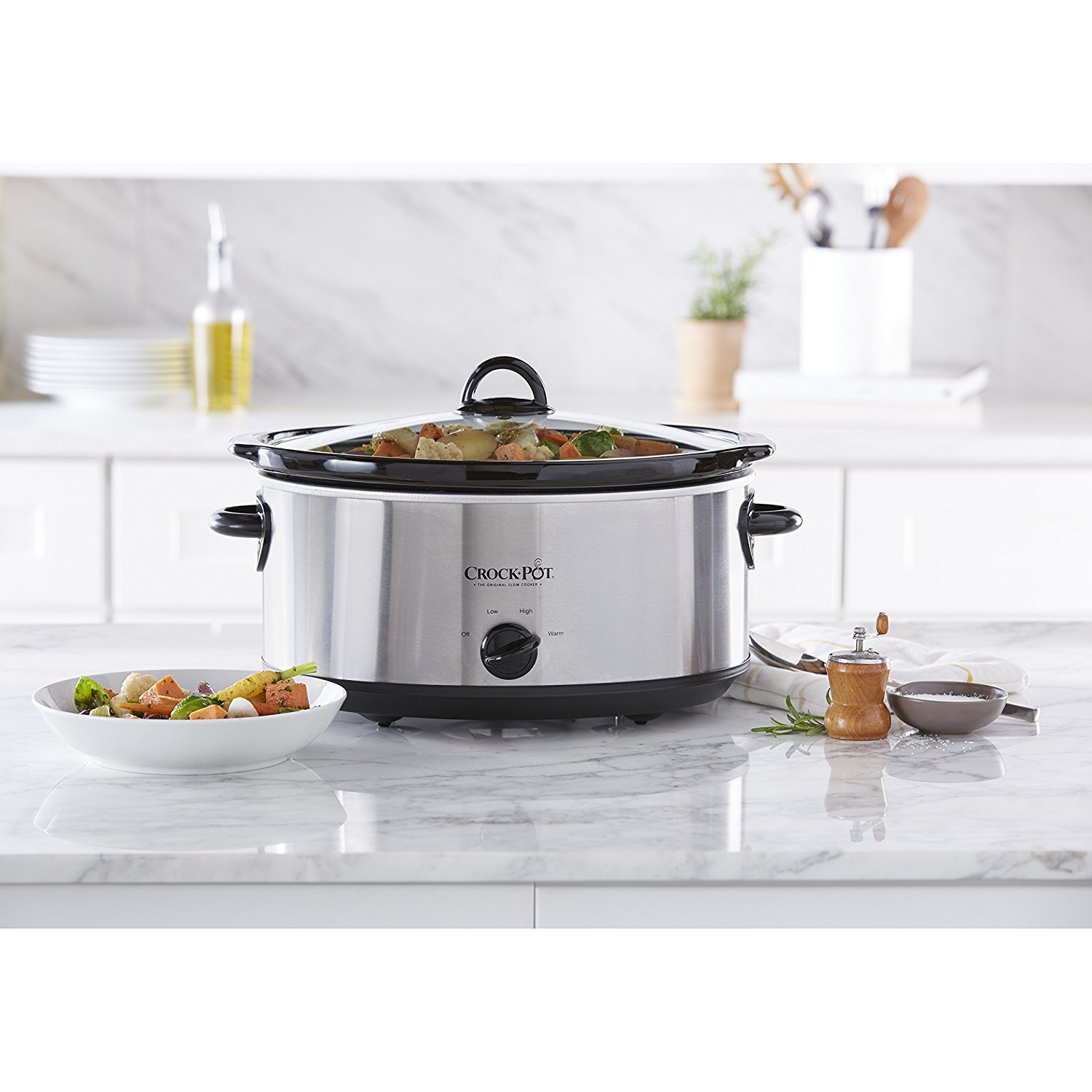 Crock-Pot 7-Quart Oval Manual Slow Cooker | Stainless Steel (SCV700-S-BR)