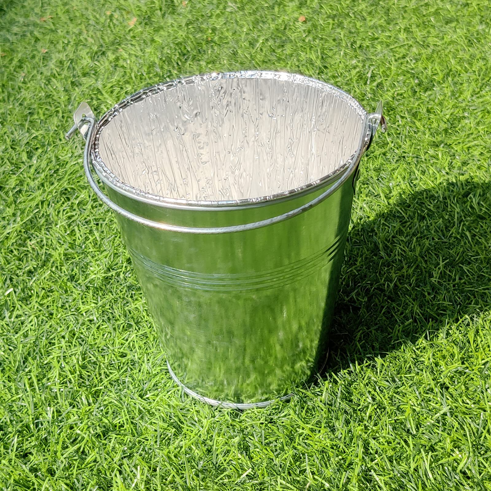 QuliMetal Drip Grease Bucket Can and 15-Pack Disposable Foil Liners Replaces HDW152 for Traeger & Pit Boss, Z Grill BBQ Grills, Rec Tec Pellet Grill Large Drip Bucket, Silver
