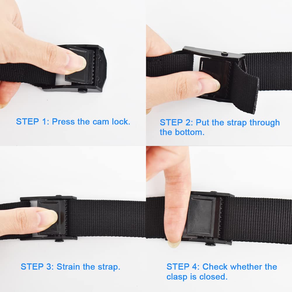 RIO Direct 2PCS Tie Down Straps, Heavy Duty Lashing Straps Adjustable Cam Buckle Tie-Down Straps for Motorcycle, Cargo, Trucks,Trailer,Luggage- 9.8' x 1" Black
