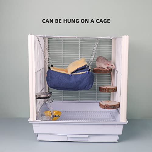 Rat Hammock for Cage, Guinea Pig Hideout Small Animal Hammock House Rat Hut, Sugar Gliders Beds Cage Accessories for Chinchilla,Hamster,Rat,Bunny,Squirrel,Gerbil (Blue)
