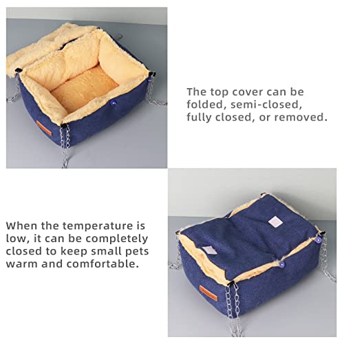 Rat Hammock for Cage, Guinea Pig Hideout Small Animal Hammock House Rat Hut, Sugar Gliders Beds Cage Accessories for Chinchilla,Hamster,Rat,Bunny,Squirrel,Gerbil (Blue)