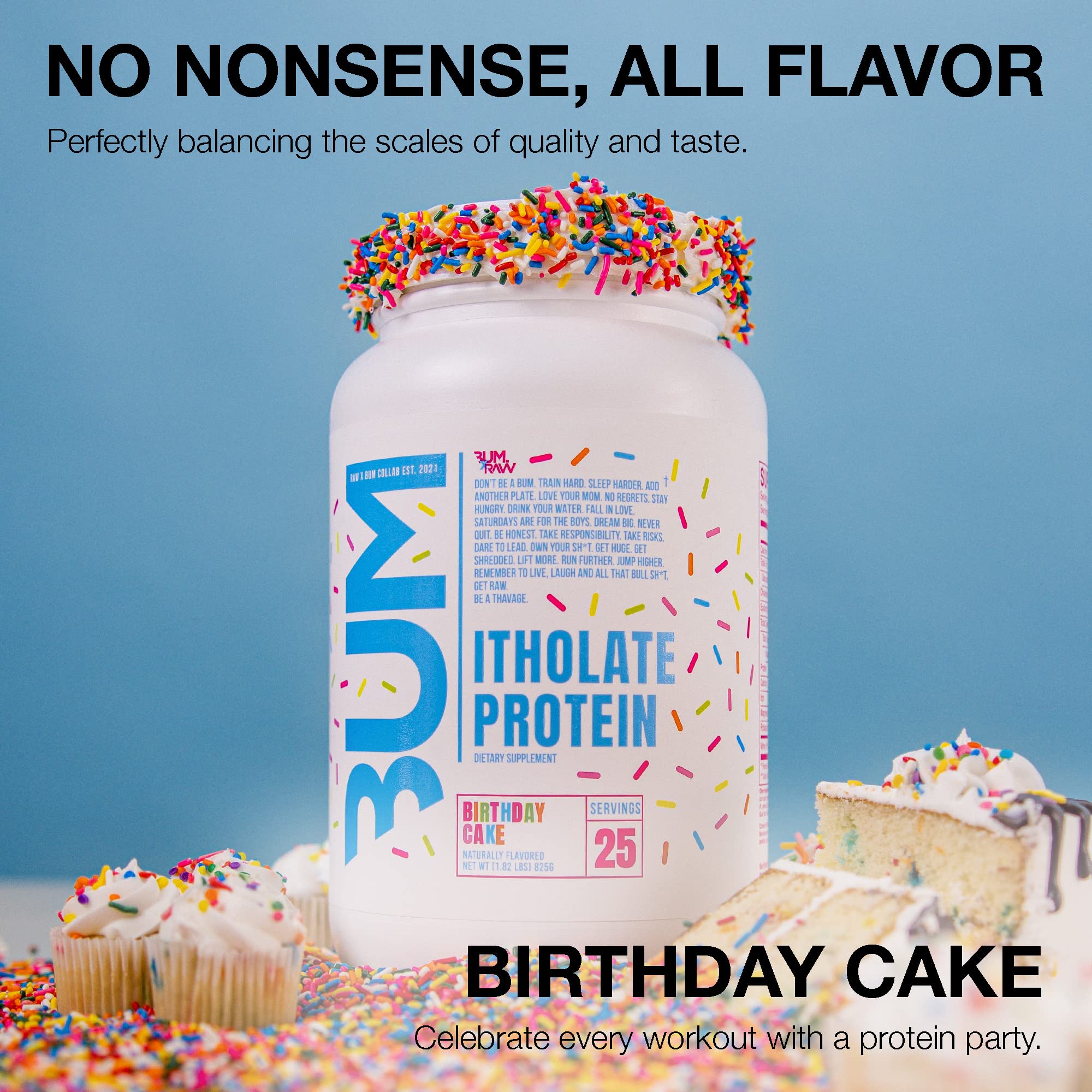 RAW Whey Isolate Protein Powder, Birthday Cake (CBUM Itholate Protein) - 100% Grass-Fed Sports Nutrition Powder for Muscle Growth & Recovery - Low-Fat, Low Carb - 25 Servings