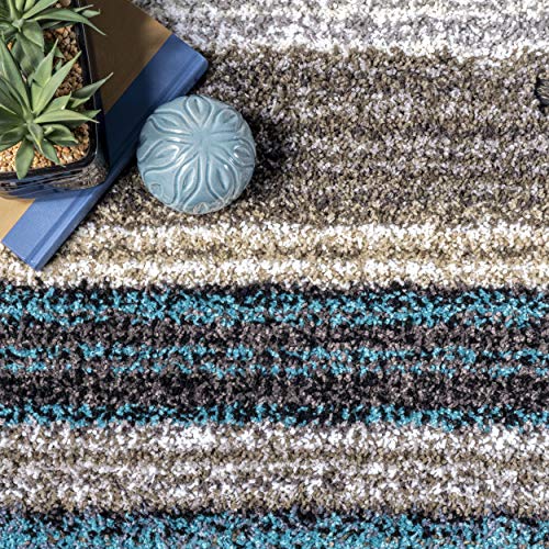 nuLOOM Drey Striped Shag Area Rug, 5' x 8', Blue Multi