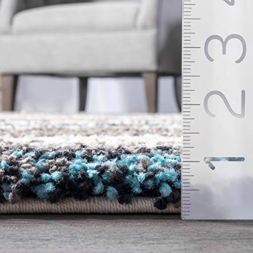 nuLOOM Drey Striped Shag Area Rug, 5' x 8', Blue Multi