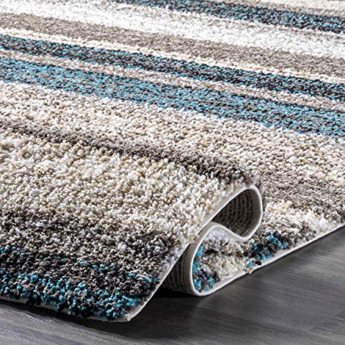 nuLOOM Drey Striped Shag Area Rug, 5' x 8', Blue Multi