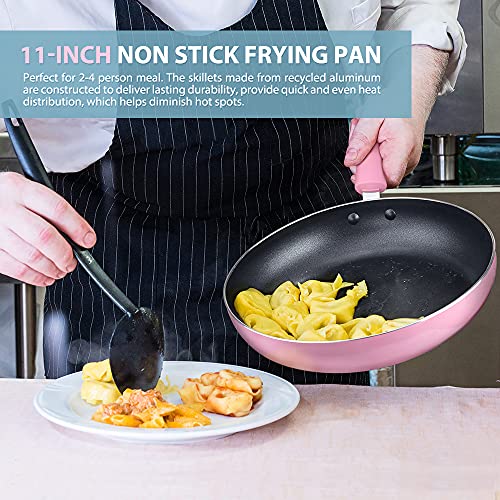 SHINEURI Frying Pans 6 Pieces Nonstick Cookware Set 9.5β and 11β Frying Pan Skillet Pan and Wok with Lid Ceramic Cookware Set