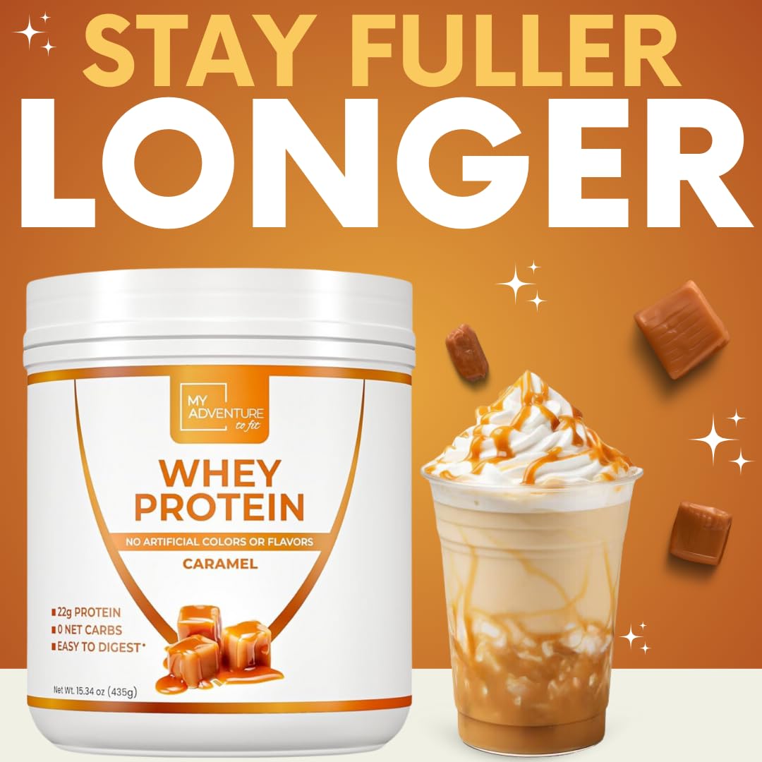Whey Isolate Protein Powder - Low Carb Protein Powder for Women - Sweetened with Stevia Whey Isolate Protein for Muscle Growth - Natural Clean Protein Powder (Caramel, 15 Servings)