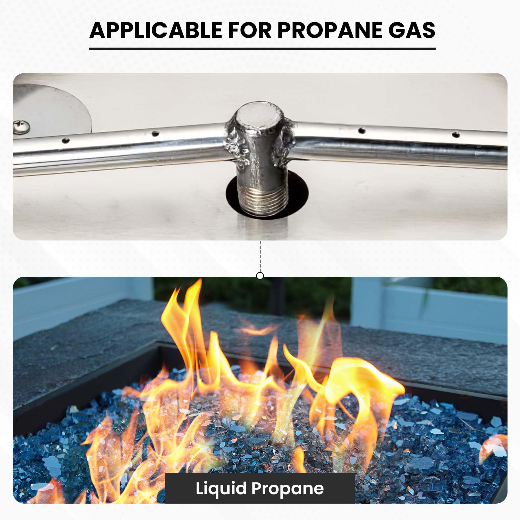 Dreffco Stainless Steel Fire Pit Burner Pan & Ring Pro Kit for Liquid Propane, 30-Inch Pan, 24-Inch Ring, 150,000 BTU Max