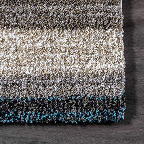 nuLOOM Drey Striped Shag Area Rug, 5' x 8', Blue Multi