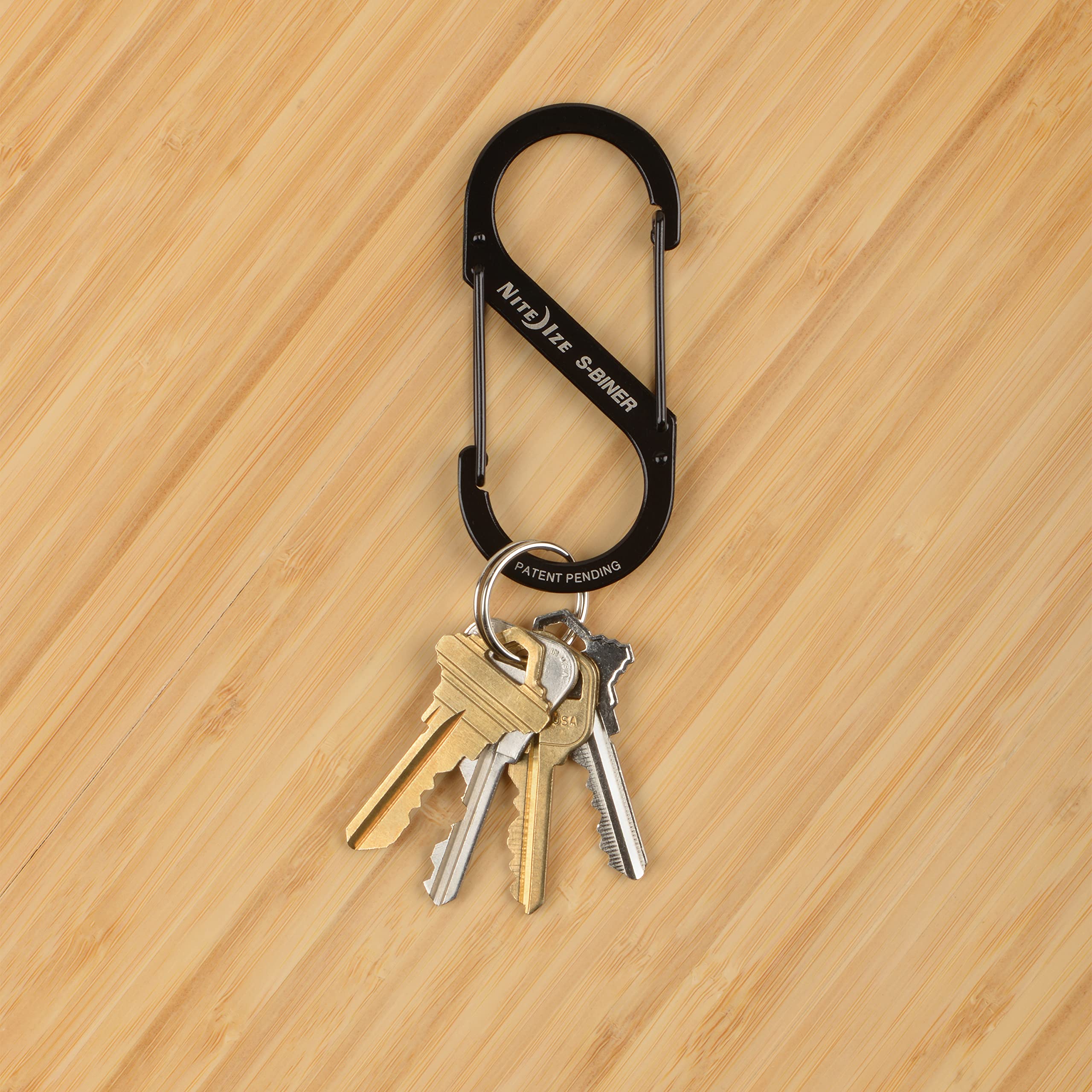 Nite Ize S-Biner Stainless Steel Dual Carabiner - Multi Purpose Dual Carabiner Clip - Great for Camping Supplies & Hiking Essentials - Secure Key Holder - Size 4, Black/Stainless Steel (3 Pack)