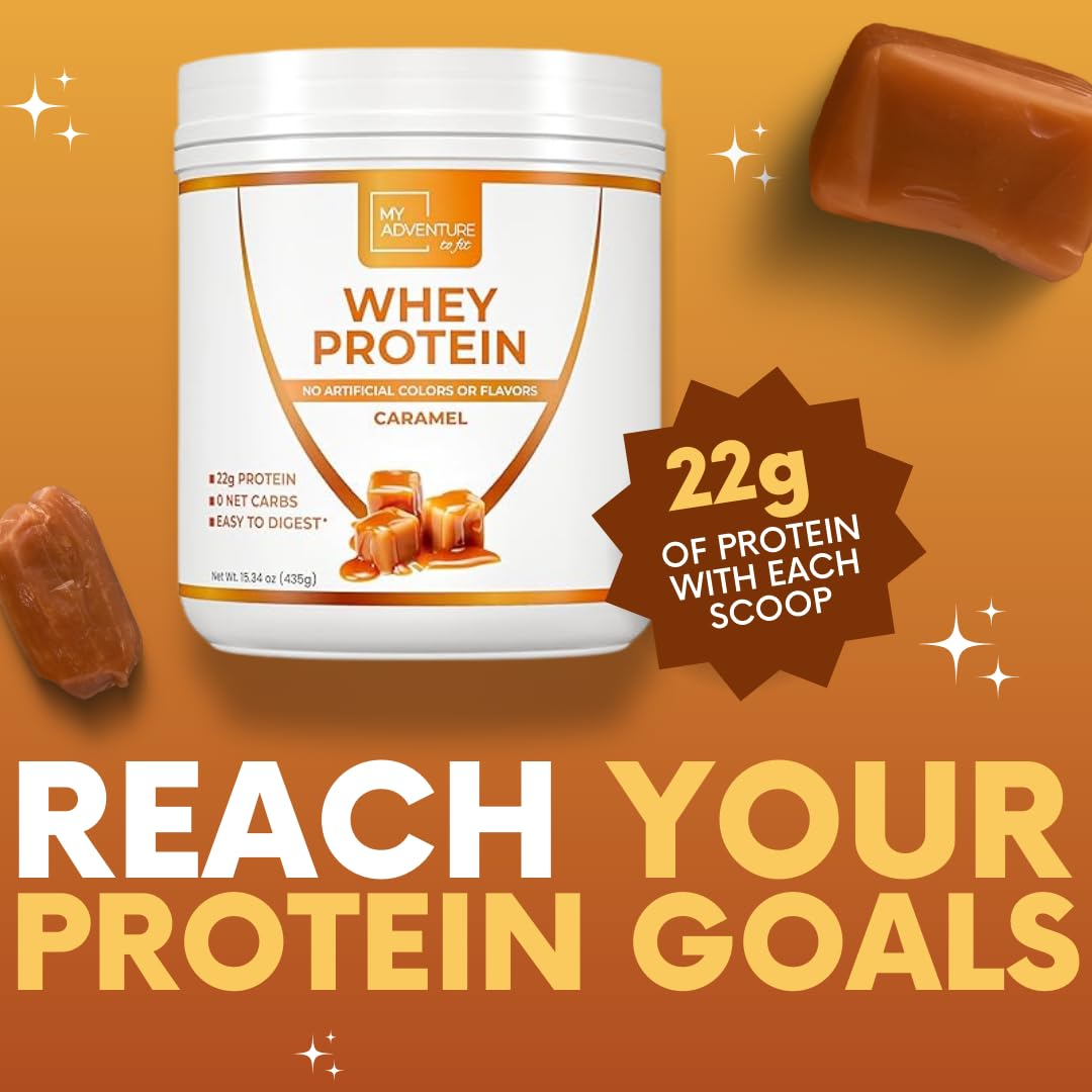 Whey Isolate Protein Powder - Low Carb Protein Powder for Women - Sweetened with Stevia Whey Isolate Protein for Muscle Growth - Natural Clean Protein Powder (Caramel, 15 Servings)