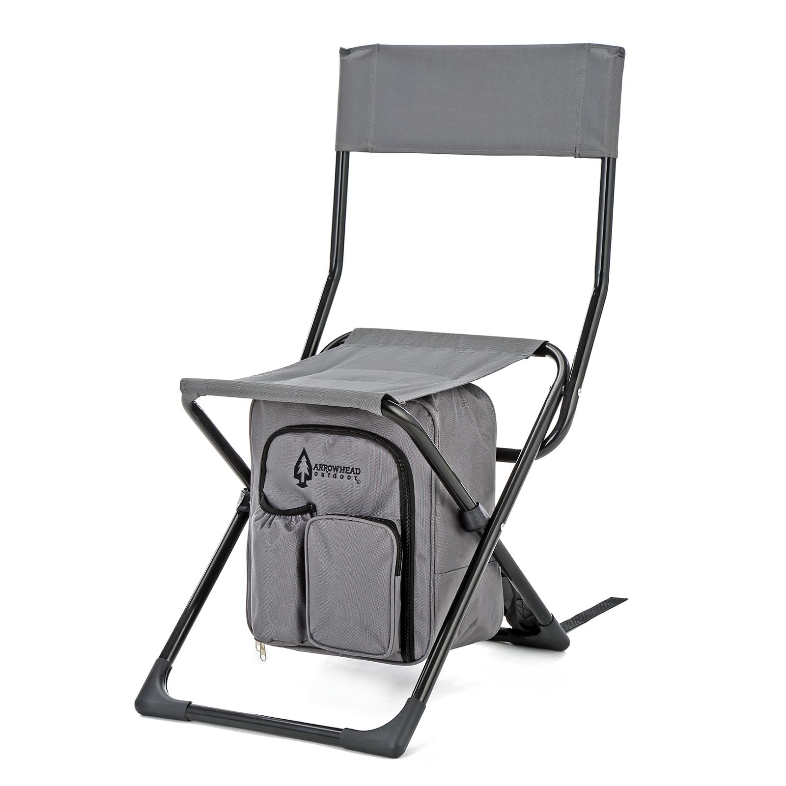 Arrowhead Outdoor Multi-Function 3-in-1 Compact Camp Chair: Backpack, Stool & Insulated Cooler, w/Bottle Holder & Storage Bag, External Pockets, Backrest, Fishing, Hiking, Heavy-Duty, USA-Based