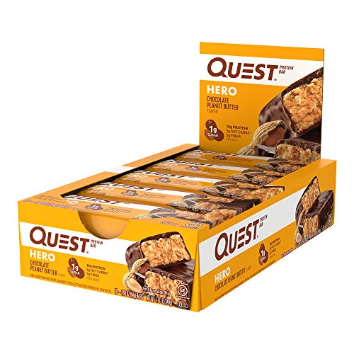 Chocolate Peanut Butter Hero Quest Nutrition Protein Bar, High Protein, Low Carb, Gluten free, 1.90 Ounce (Pack of 10)