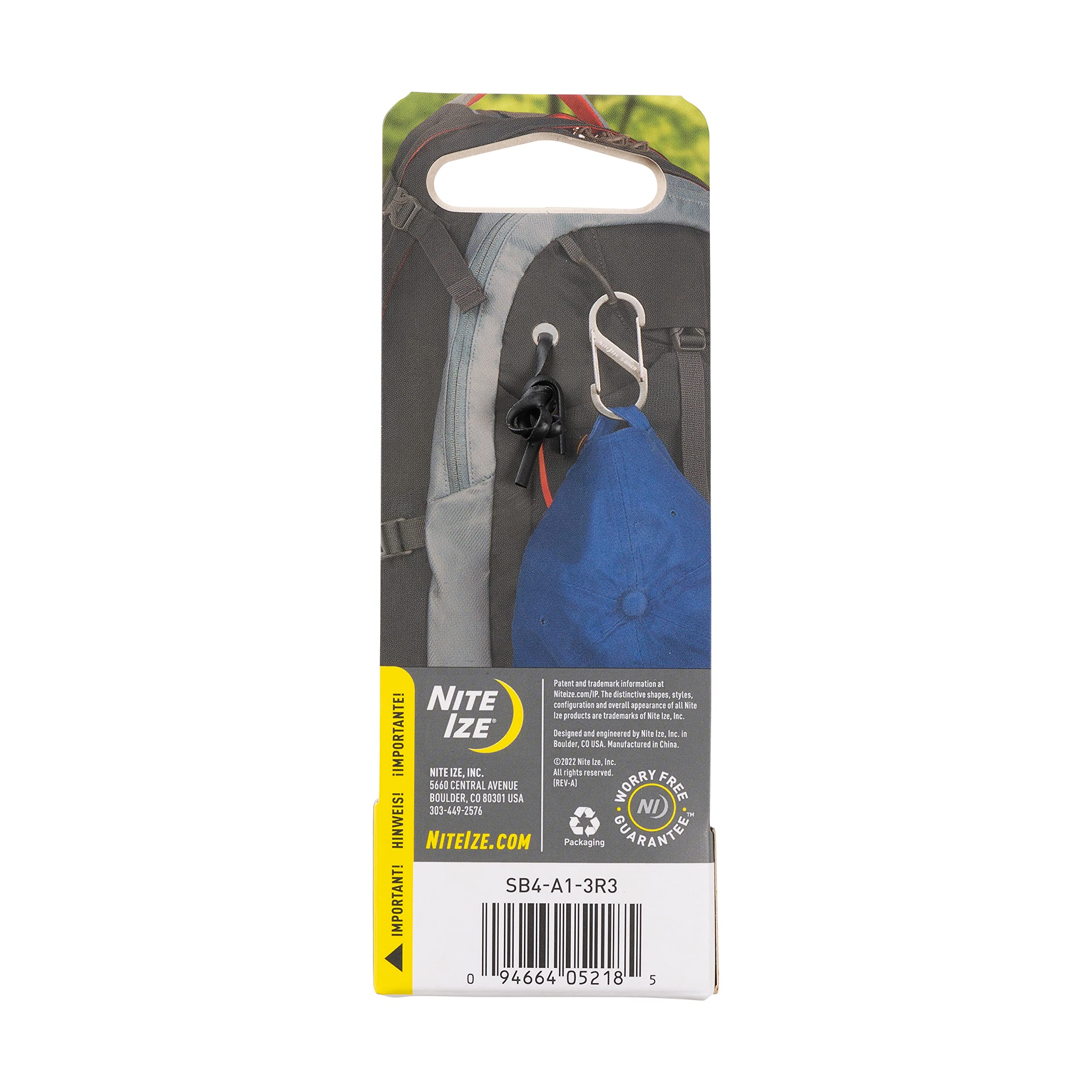Nite Ize S-Biner Stainless Steel Dual Carabiner - Multi Purpose Dual Carabiner Clip - Great for Camping Supplies & Hiking Essentials - Secure Key Holder - Size 4, Black/Stainless Steel (3 Pack)