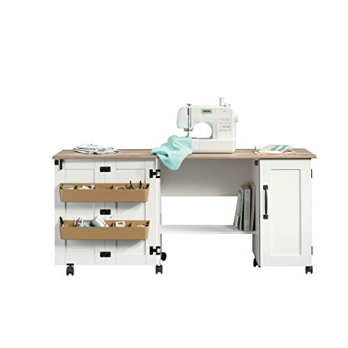Sauder Miscellaneous Craft Cart, L: 39.29" x W: 19.49" x H: 28.54", Soft White finish
