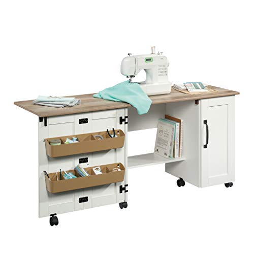 Sauder Miscellaneous Craft Cart, L: 39.29" x W: 19.49" x H: 28.54", Soft White finish